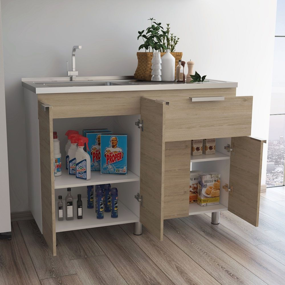 Mueble Inferior Fendi Rovere Tuhome Blanco/Rovere