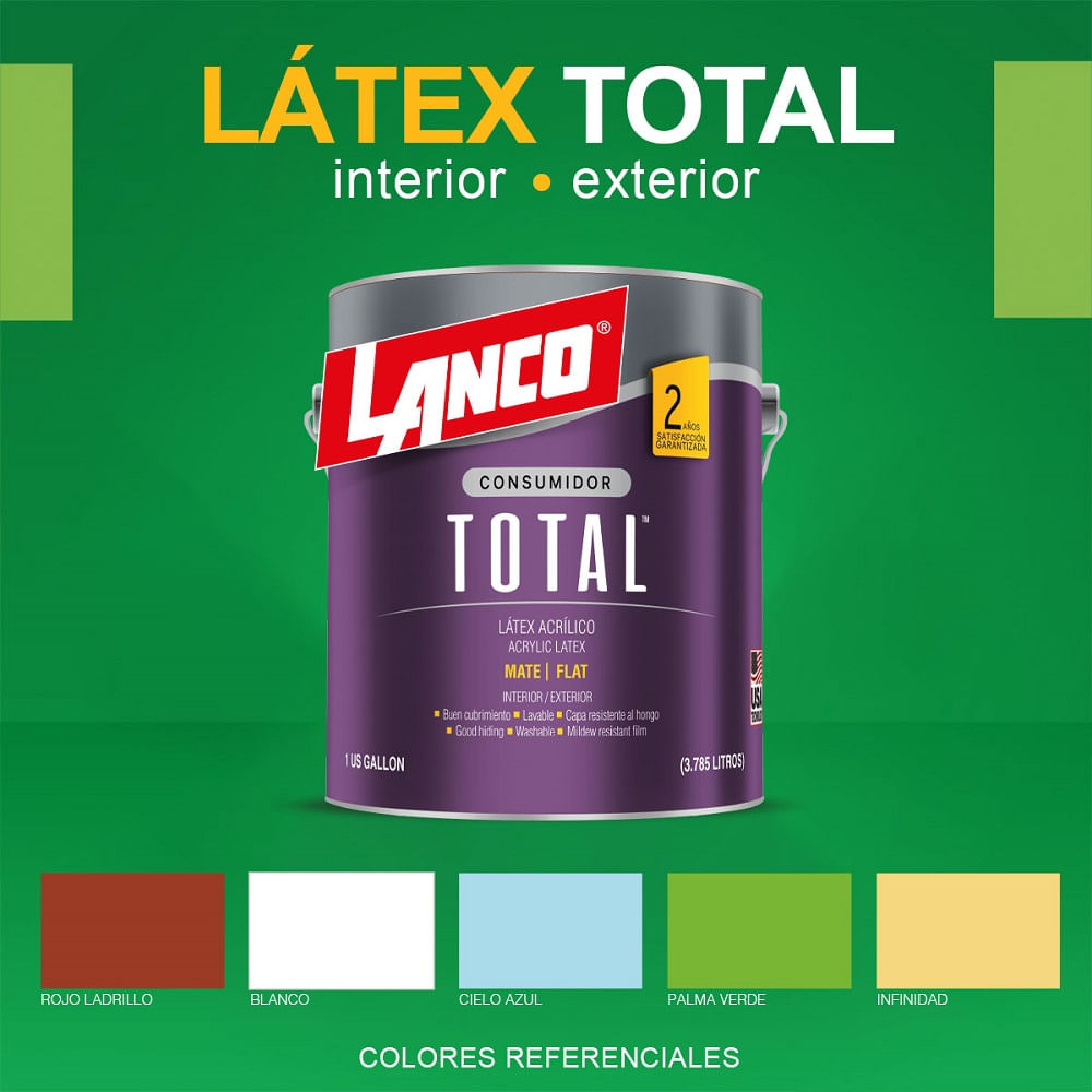 Pintura Latex Total Blanco 1/4Gl Lanco