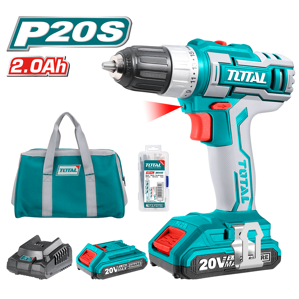 Taladro Atornillador Inalámbrico 20V 10Mm C/Led - 2 Baterías - 1 ...