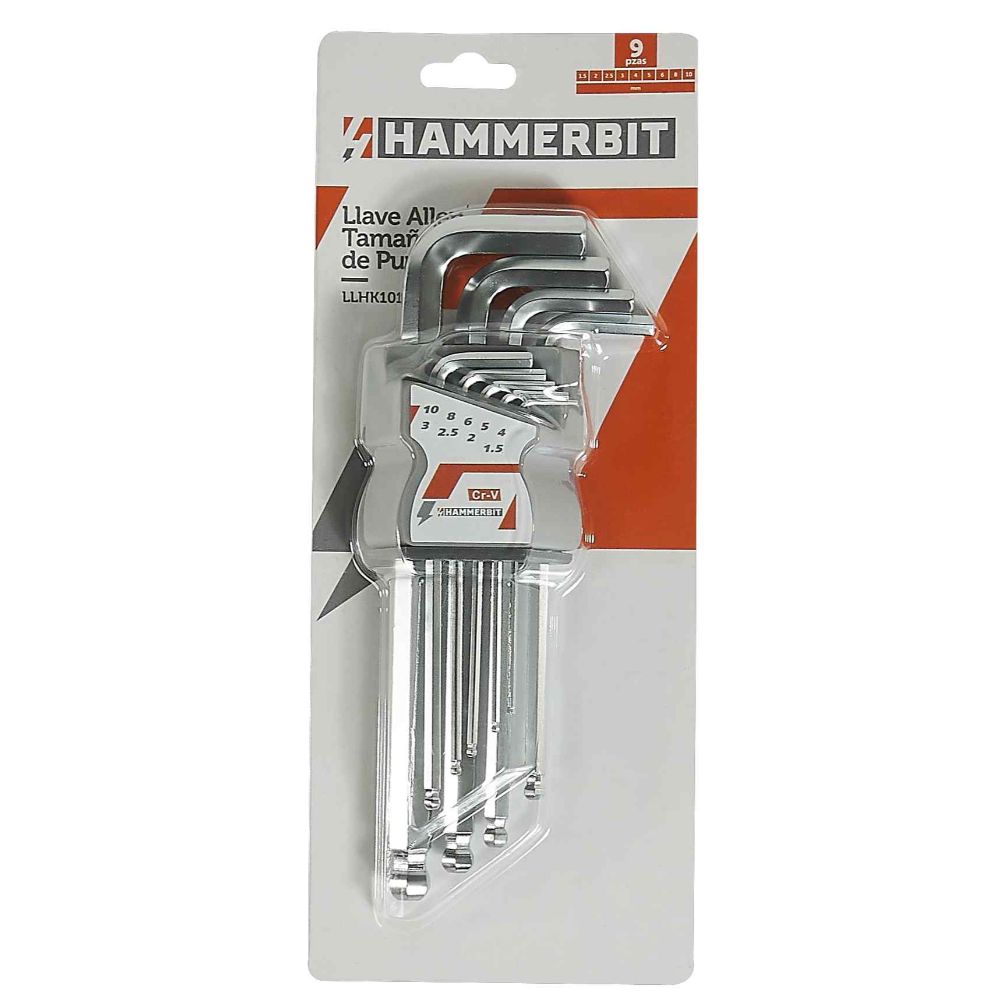 Set llave allen de punto 9Pcs 1.5-10Mm Hammerbit